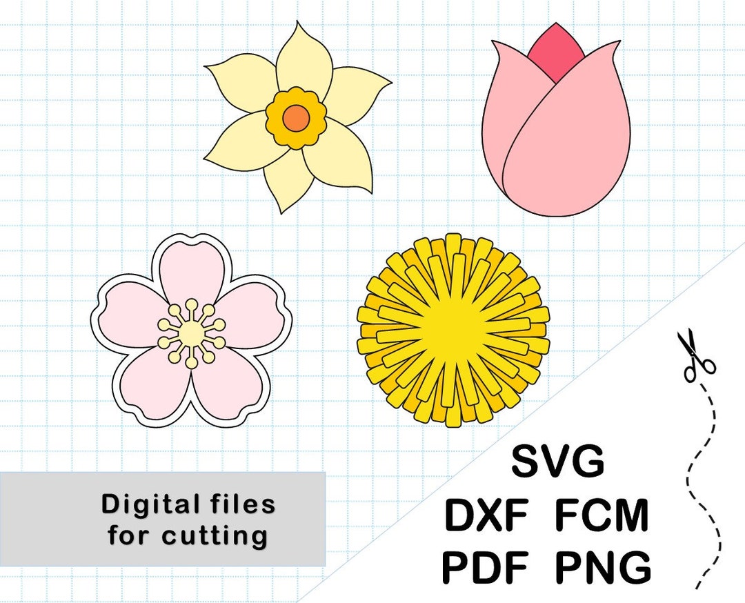 Spring Floral SVG Files for DIY Felt Flowers, Cherry Blossom Svg and ...