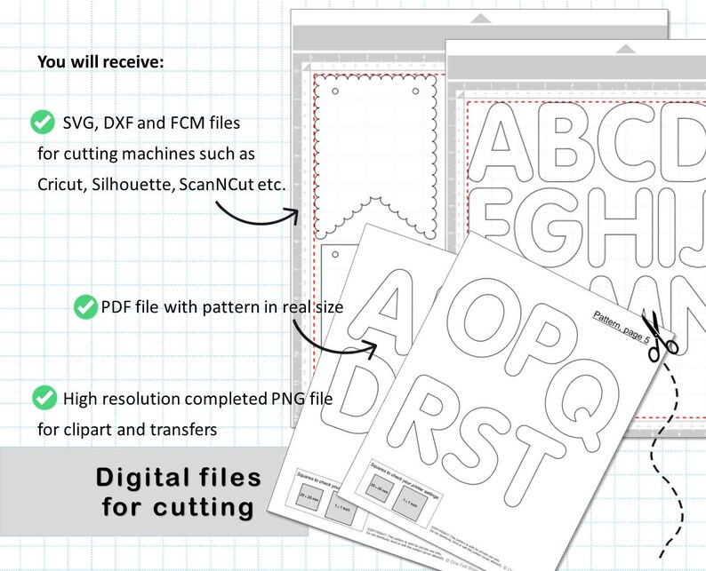 Alphabet Banner SVG Cut Files, DIY Bunting Template (digital Download ...