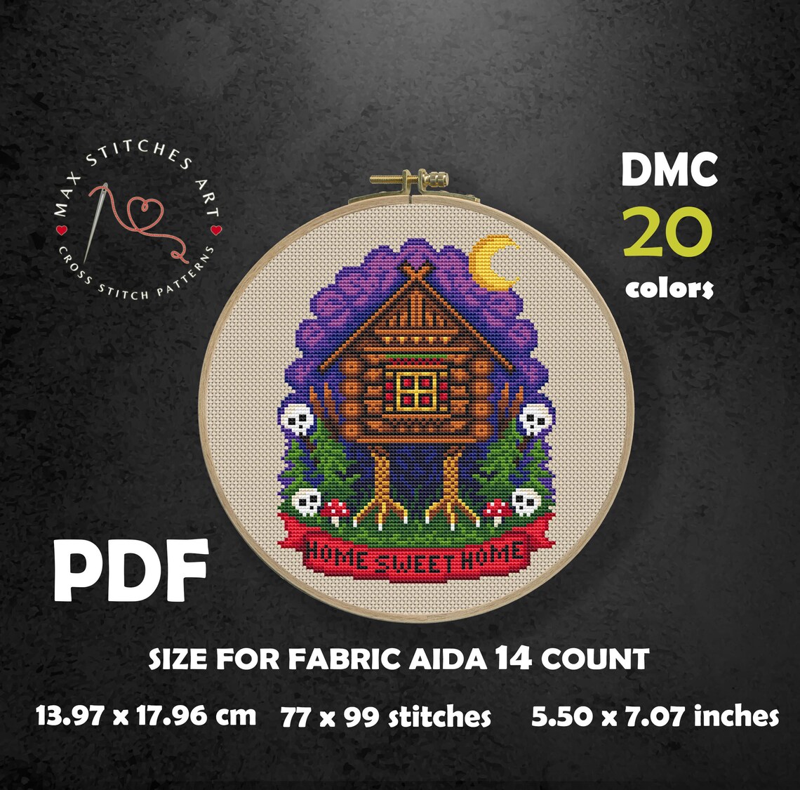 Baba Yaga House Cross Stitch, Slavic Mythology Embroidery, Witchy Cabin ...