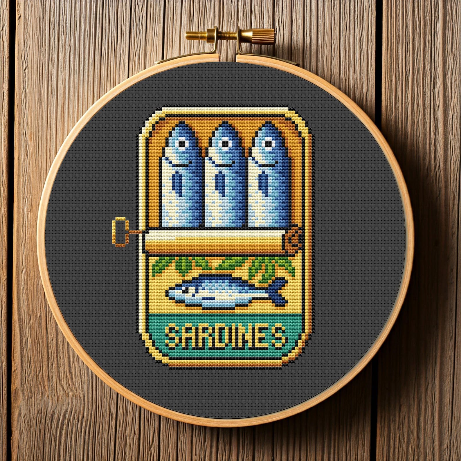 Sardine Tin Cross Stitch Pattern PDF, Funny Fish Embroidery Design ...