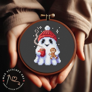 Tiny Christmas Ghost Cross Stitch Pattern PDF, Funny Ghost Embroidery ...