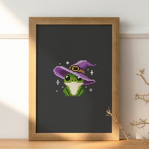 Wizard Frog Cross Stitch Pattern: Witch Toad Embroidery (PDF Pattern ...