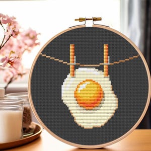 Fried Egg Cross Stitch Pattern PDF, Food Embroidery, Kitchen Cross ...