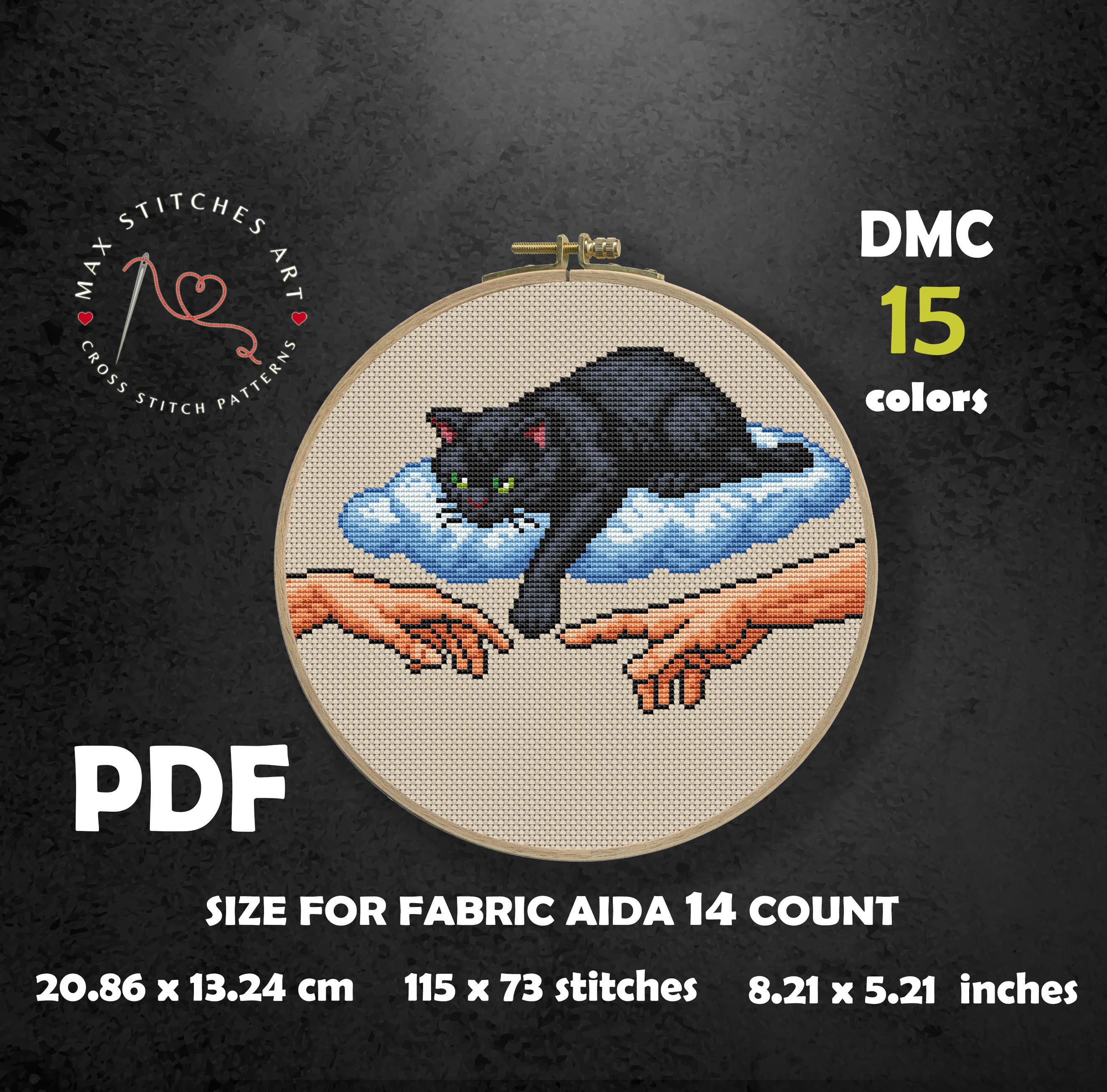 The Creation of Cat Cross Stitch Pattern PDF. Funny Michelangelo Art ...
