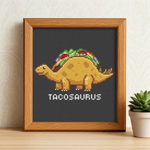 Tacosaurus Cross Stitch Pattern, Funny Dinosaur PDF Chart, Cute Food ...