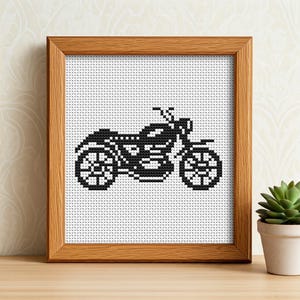Motorcycle Cross Stitch Pattern, Easy Bike Embroidery Design, One Color ...