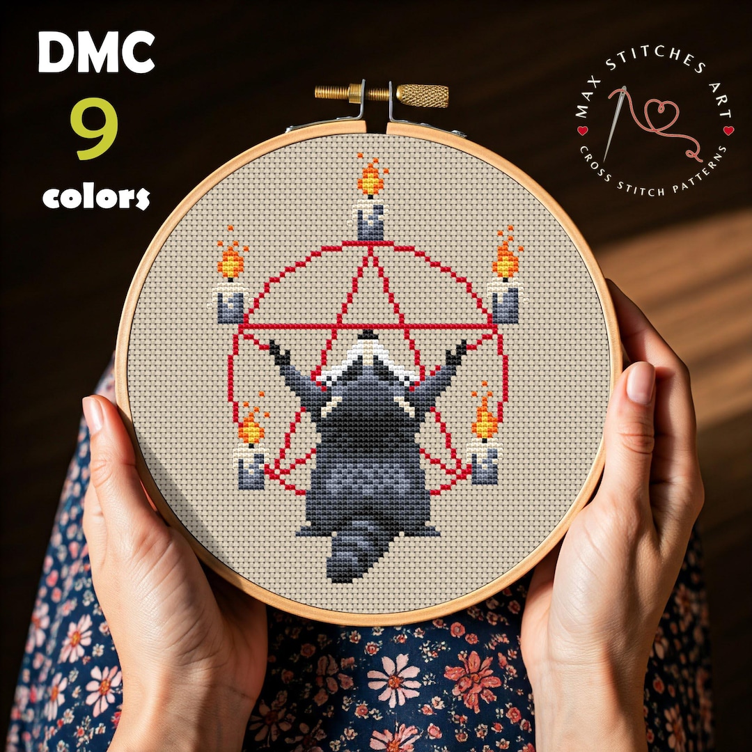 Raccoon Summoning Ritual Cross Stitch Pattern PDF, Occult Animal ...