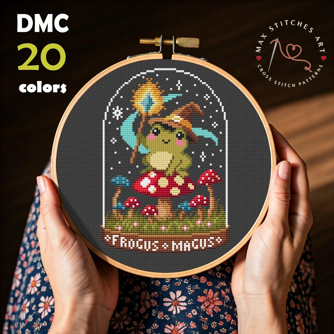 Frog Magus Cross Stitch Pattern: Toad Wizard Embroidery (PDF Instant ...