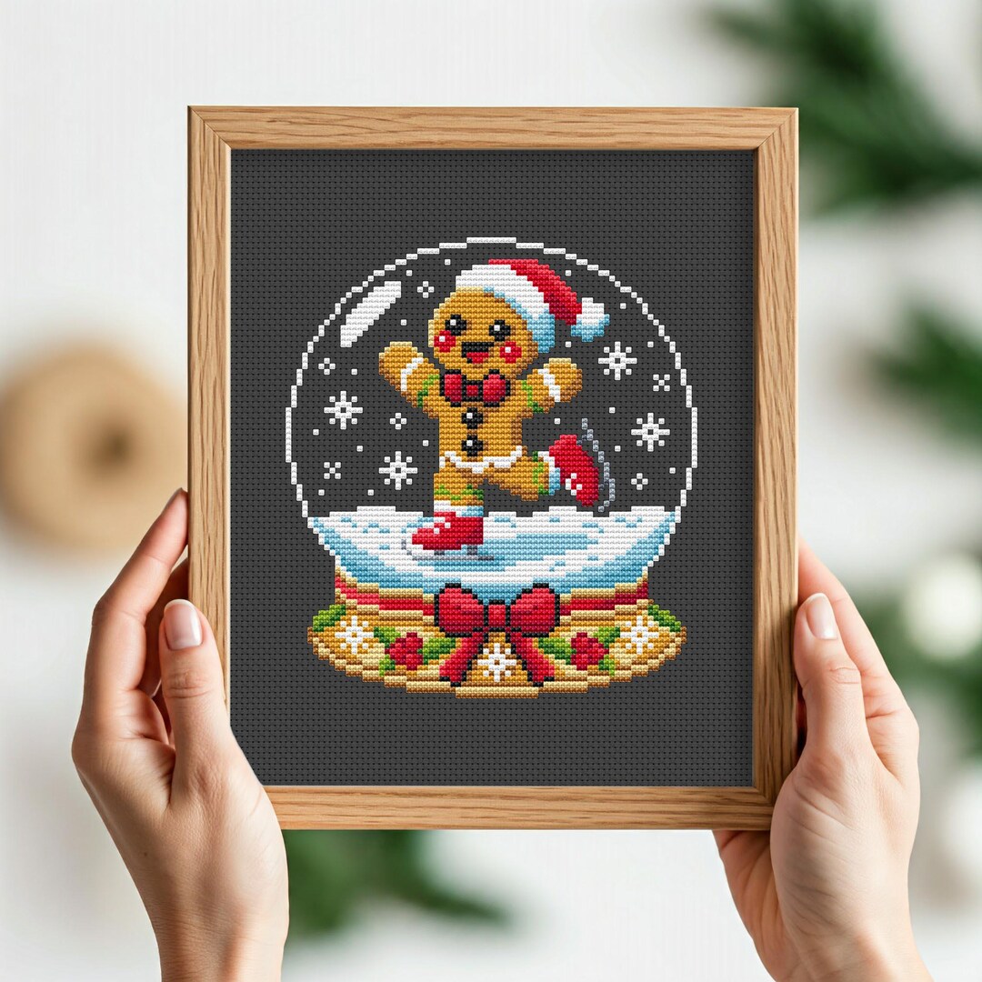 Gingerbread Man Snow Globe Cross Stitch Pattern: Christmas Ornament ...