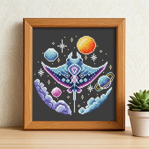 Manta Ray Cross Stitch Pattern PDF, Space Fantasy Needlepoint, Sea ...