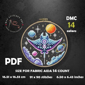 Manta Ray Cross Stitch Pattern PDF, Space Fantasy Needlepoint, Sea ...