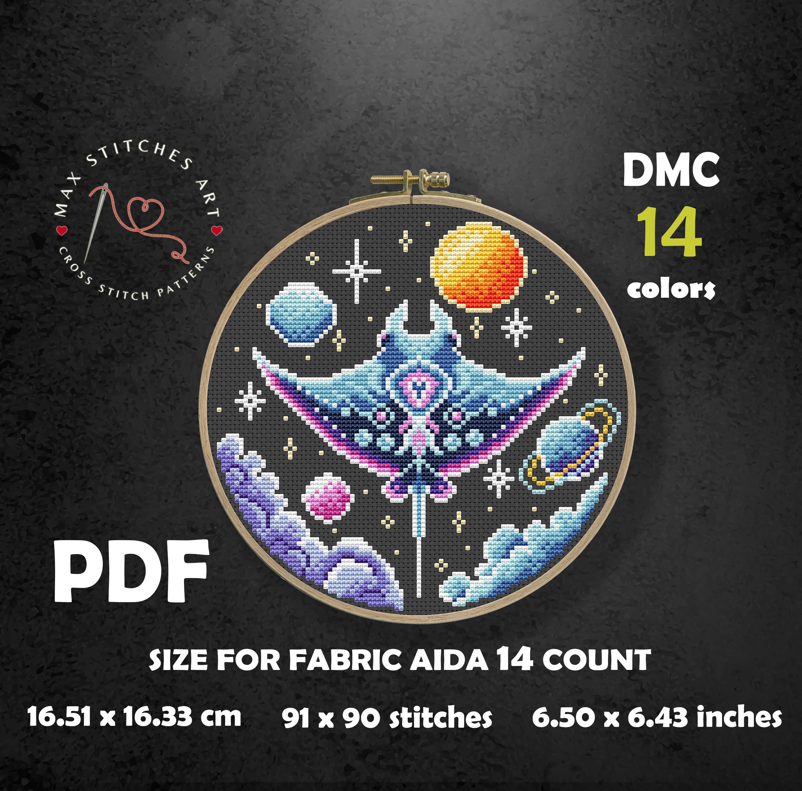 Manta Ray Cross Stitch Pattern PDF, Space Fantasy Needlepoint, Sea ...