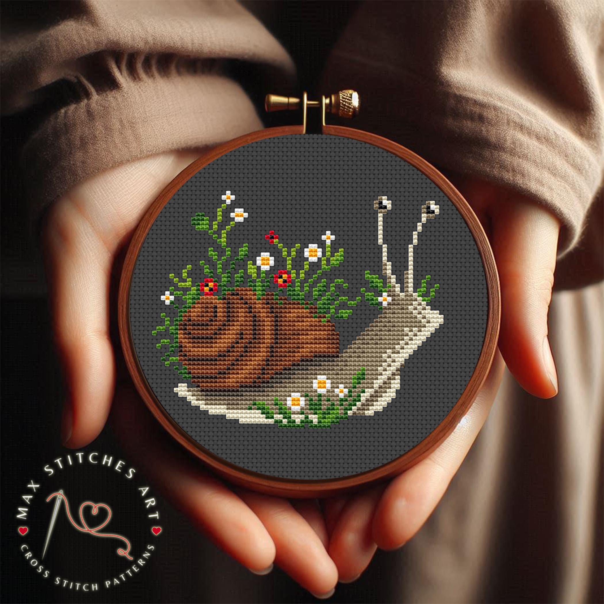 Snail Cross Stitch Pattern: Flower Garden Embroidery (PDF Download ...
