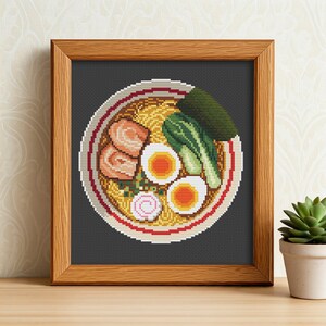 Ramen Cross Stitch Pattern, Food Embroidery, Kitchen Cross Stitch, Bowl ...
