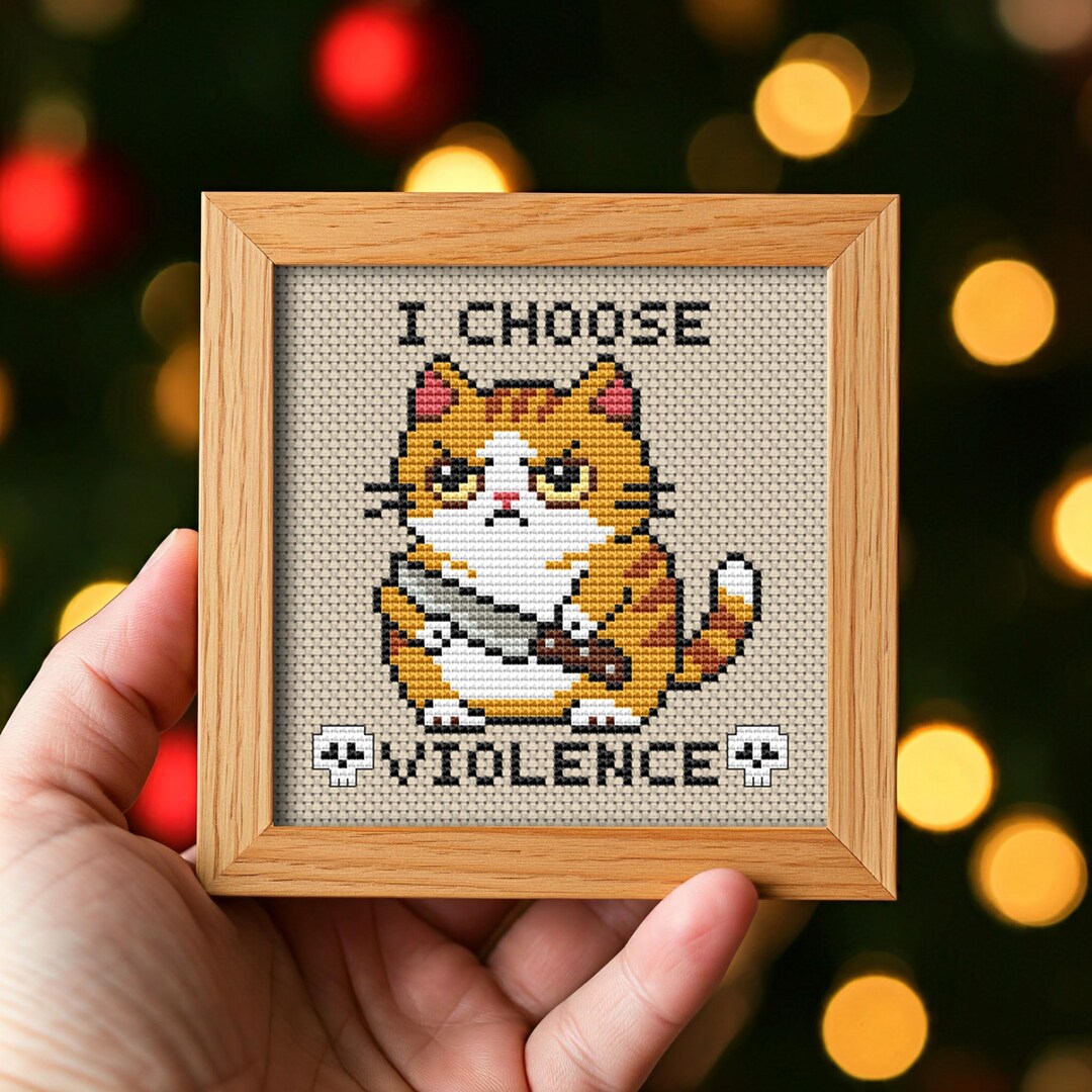 I Choose Violence Cat Cross Stitch Pattern PDF. Funny Sarcastic ...