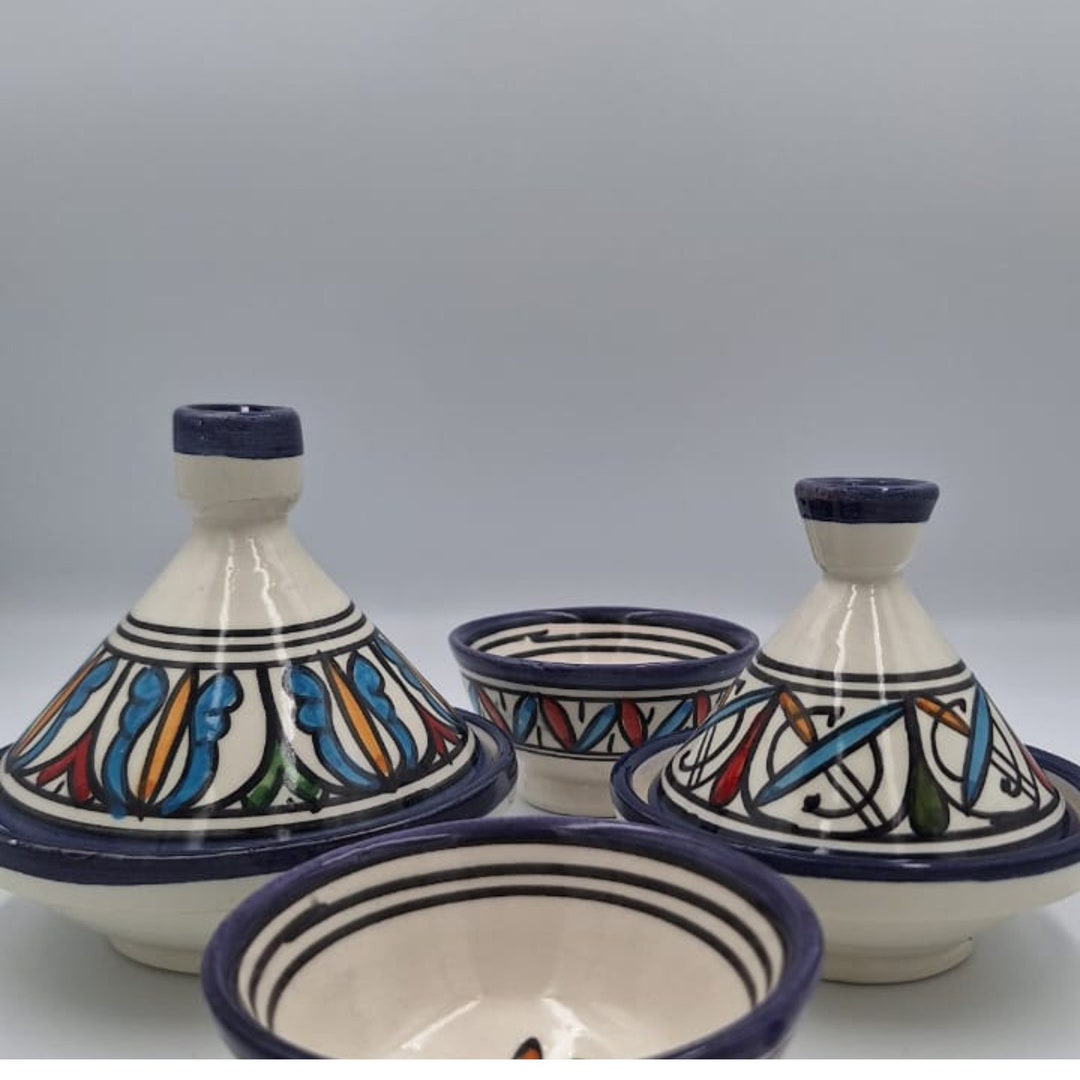 Tagines and Small Ceramic Bowls, Hand Decorated Tableware Decoration ...