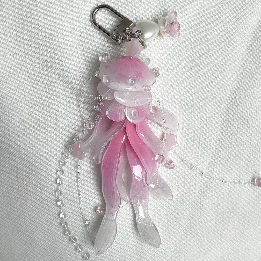Pink Jellyfish Keychain - Etsy