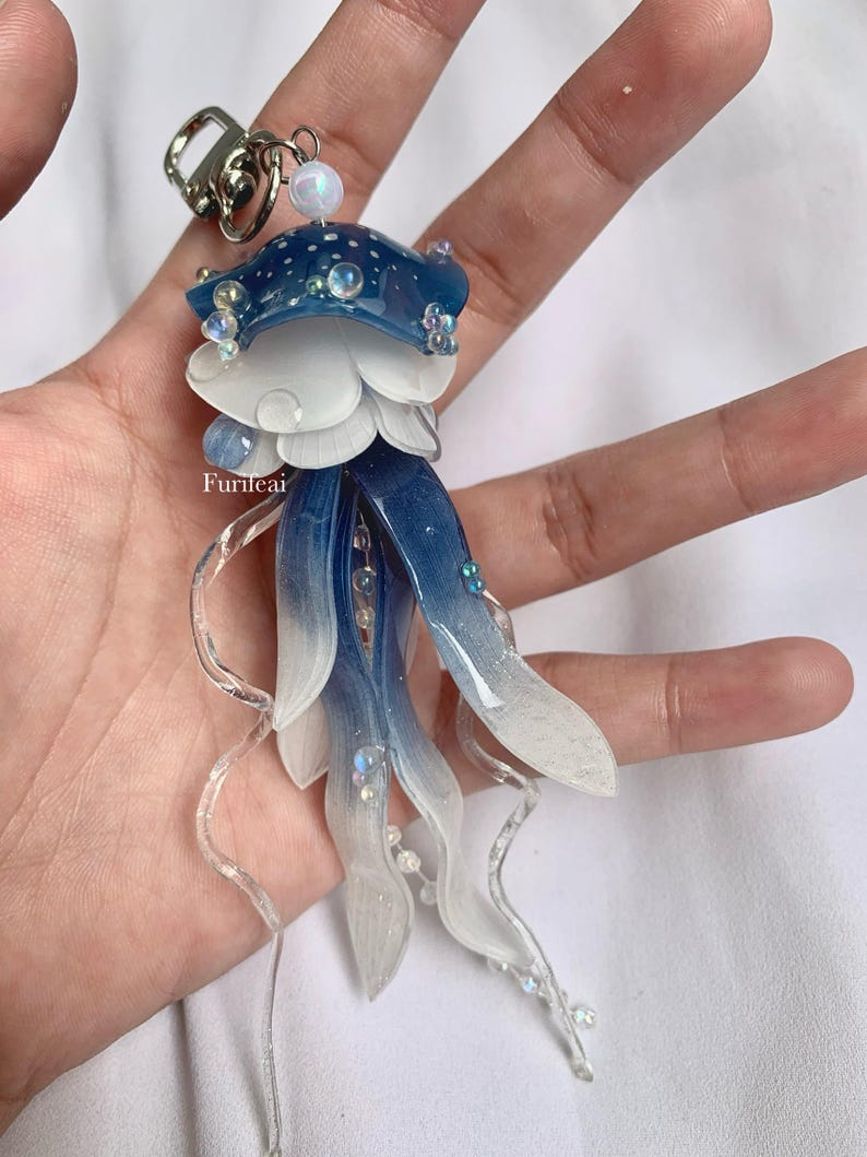 Handmade Jellyfish Keychain: Shrink Plastic Ocean Charm - Etsy