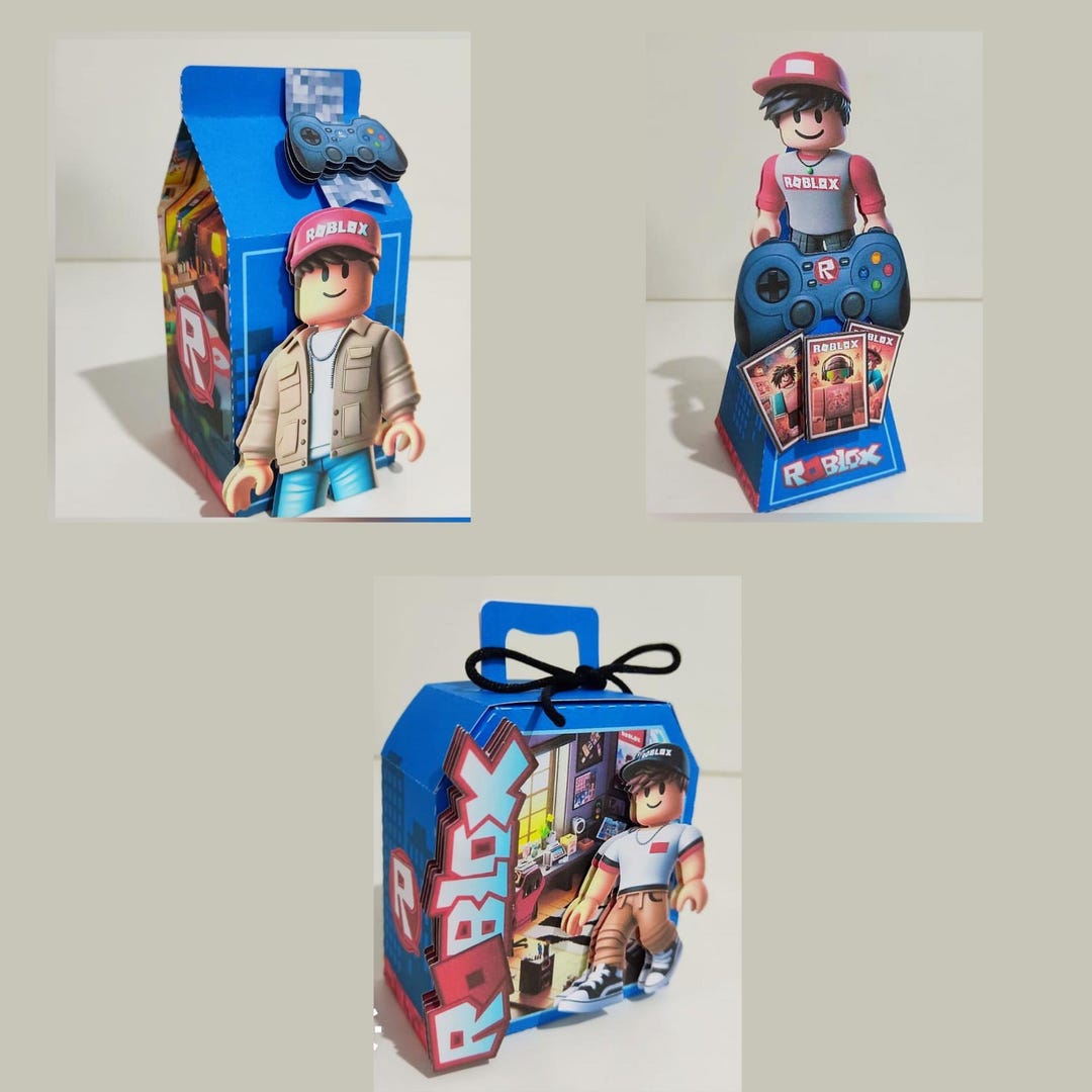 Roblox Favor Box, Roblox Birthday, Game Party Bags, Roblox Gable Bags ...