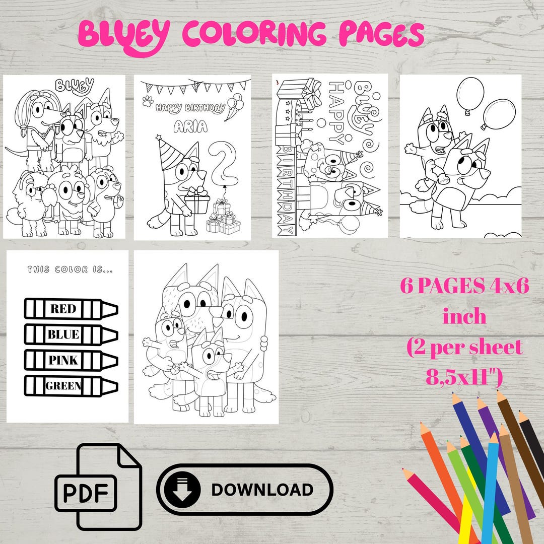 Blue Dog Coloring Pages 4x6 "|blue Dog Birthday | Blue Dog Activity Set ...