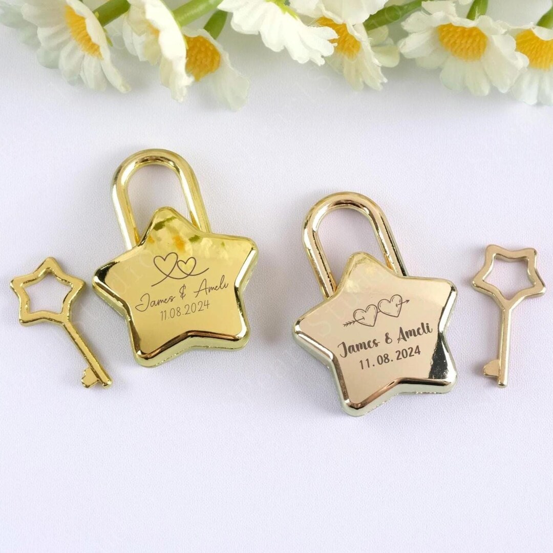 Personalised Star Love Lock, Engraved Wedding Padlock, Personalised ...