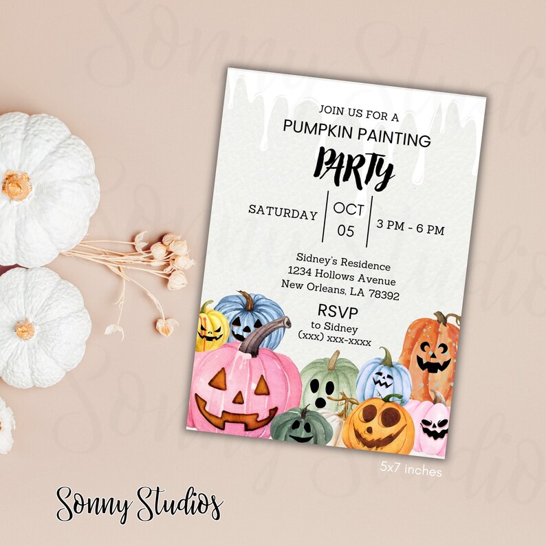 Pumpkin Painting Party Invitation Carving Pumpkins Invitation Editable ...