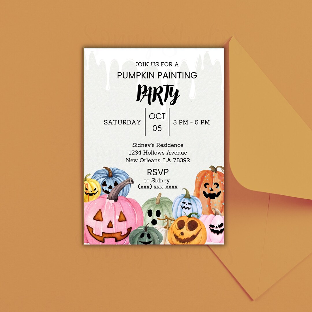Pumpkin Painting Party Invitation Carving Pumpkins Invitation Editable ...