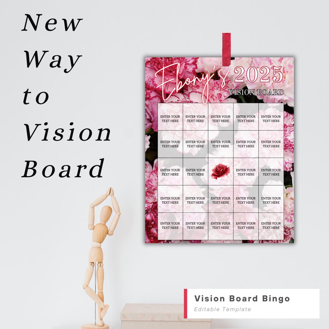 2025 Vision Board Bingo 18" X 24" Poster Template - New Year Vision ...