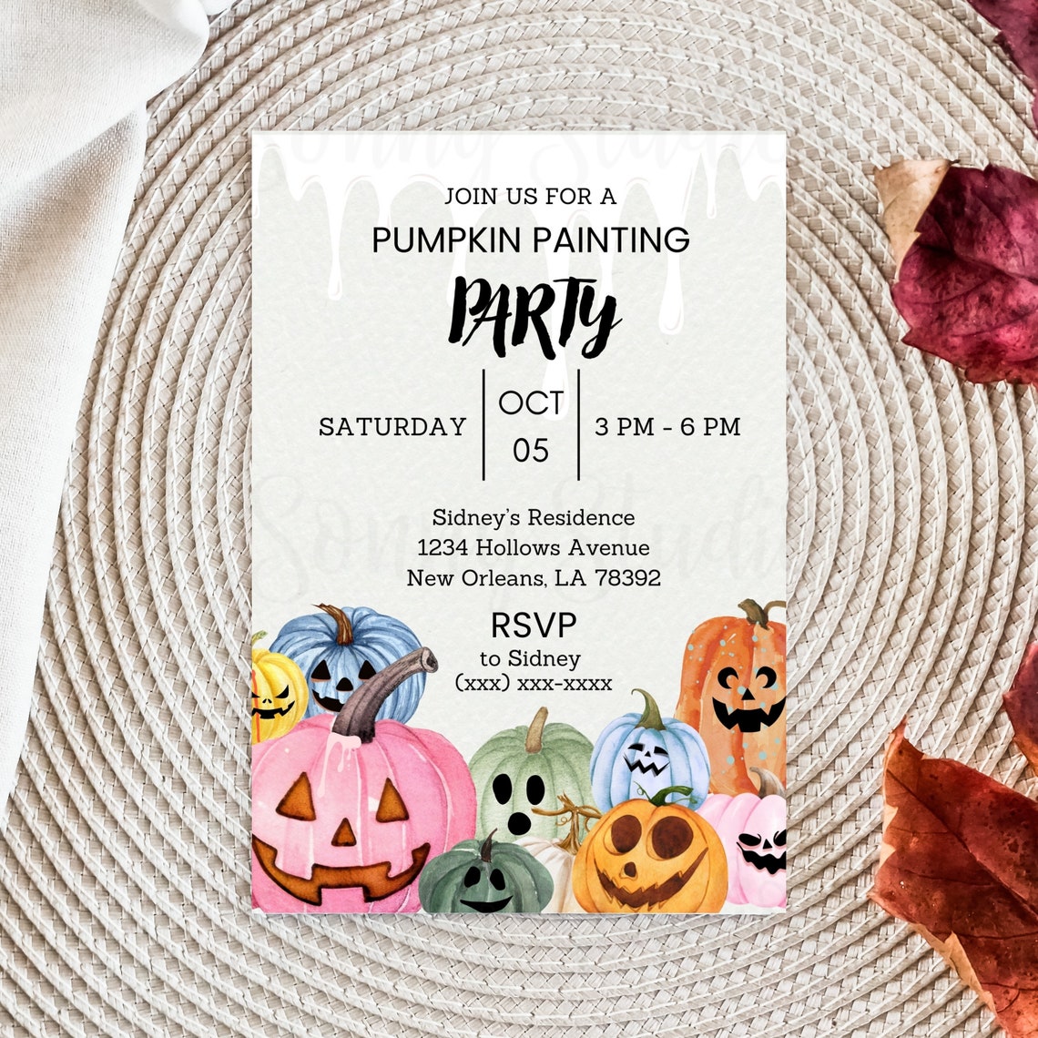 Pumpkin Painting Party Invitation Carving Pumpkins Invitation Editable ...