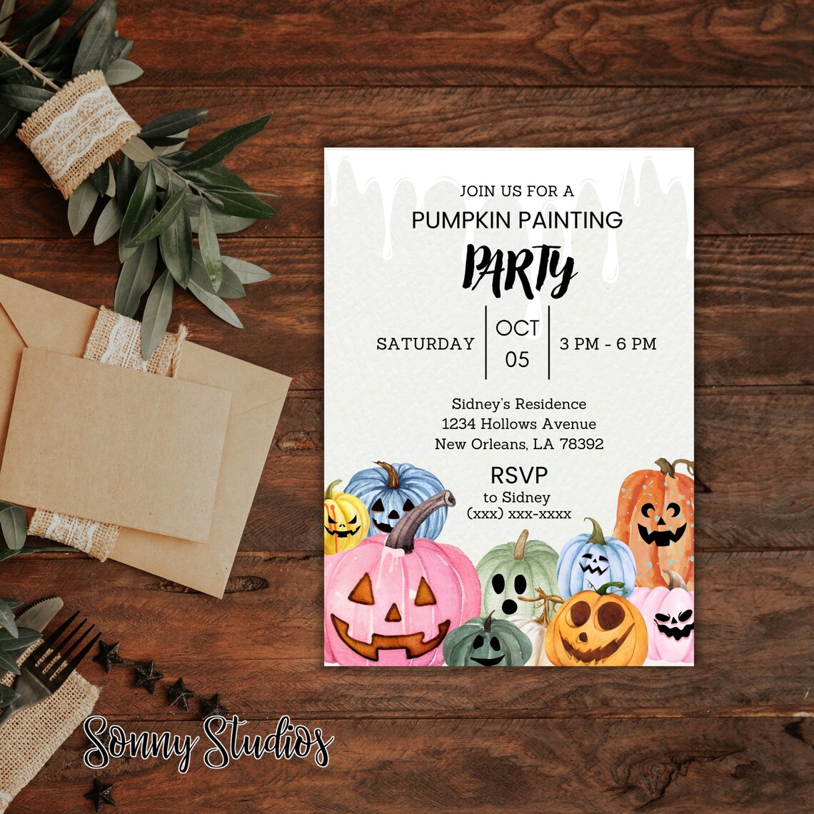 Pumpkin Painting Party Invitation Carving Pumpkins Invitation Editable ...