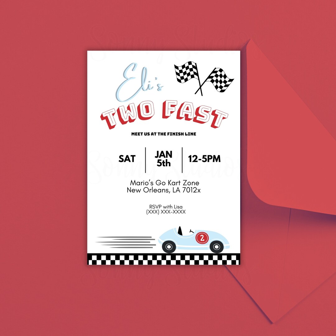 Invitación de dos autos de carreras rápidas invitación de cumpleaños ...