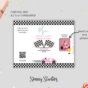Racecar Theme Chip Bag - Nascar - Editable Chip Bag Template - Girly ...