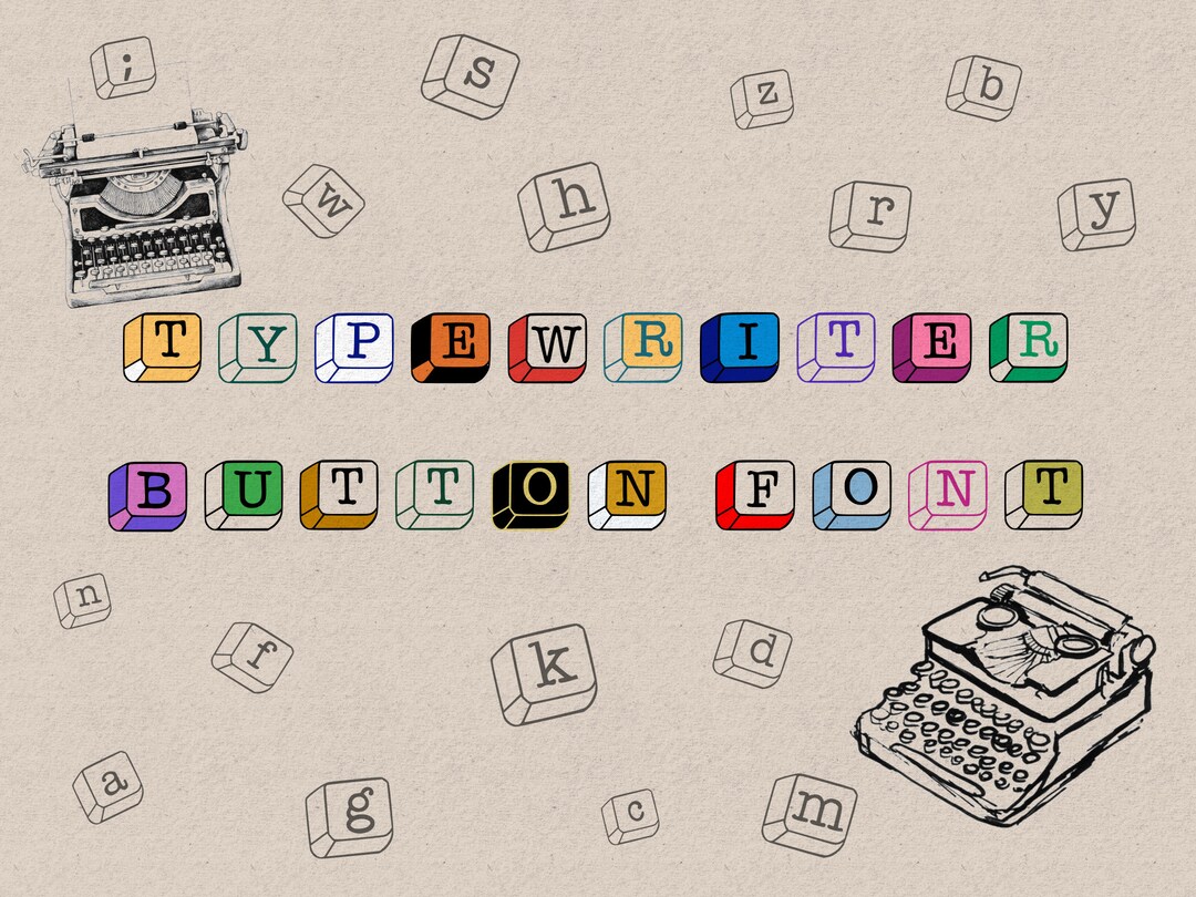 Typewriter Button Font, Typewriter Font, Procreate Fonts, Canva Fonts ...