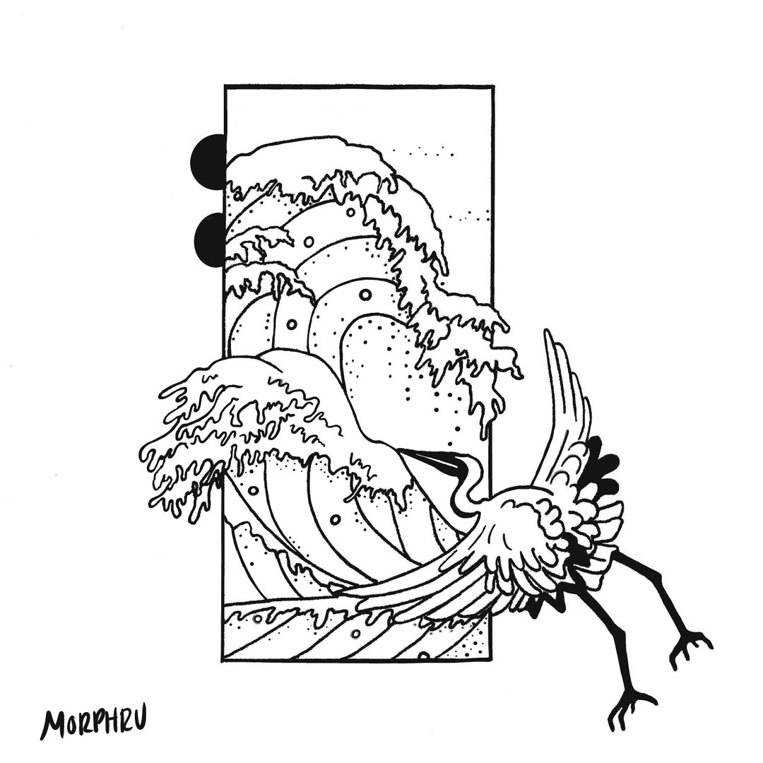 Crane, Waves, Ocean, Wall Art, Home Decor, Wall Decor, Digital Prints ...