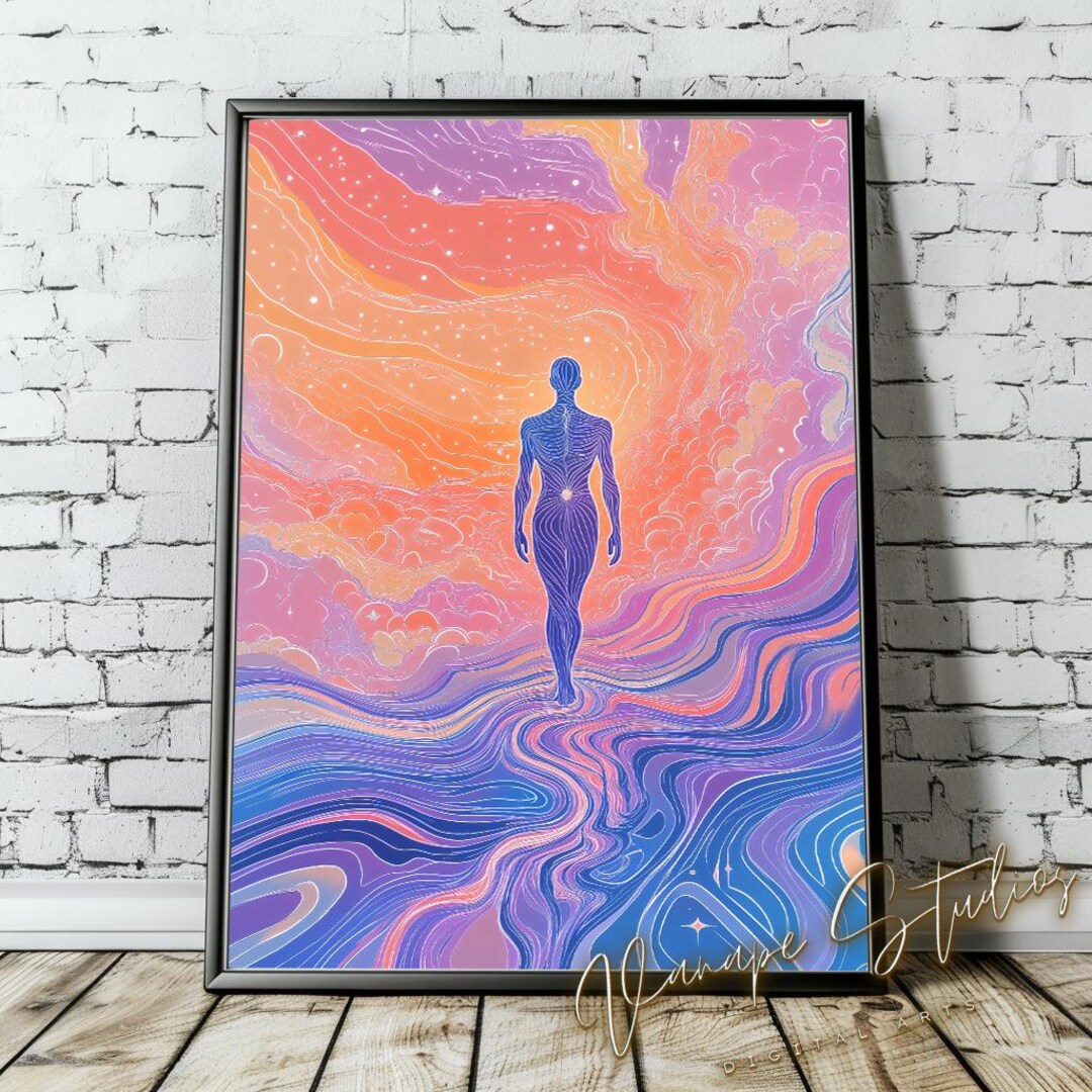 Spiritual Awakening Art Print | Cosmic Abstract Wall Decor | Vibrant ...
