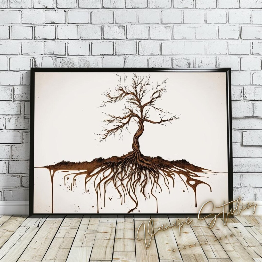 Tree of Life Wall Art, Abstract Root Artwork, Modern Nature-inspired ...