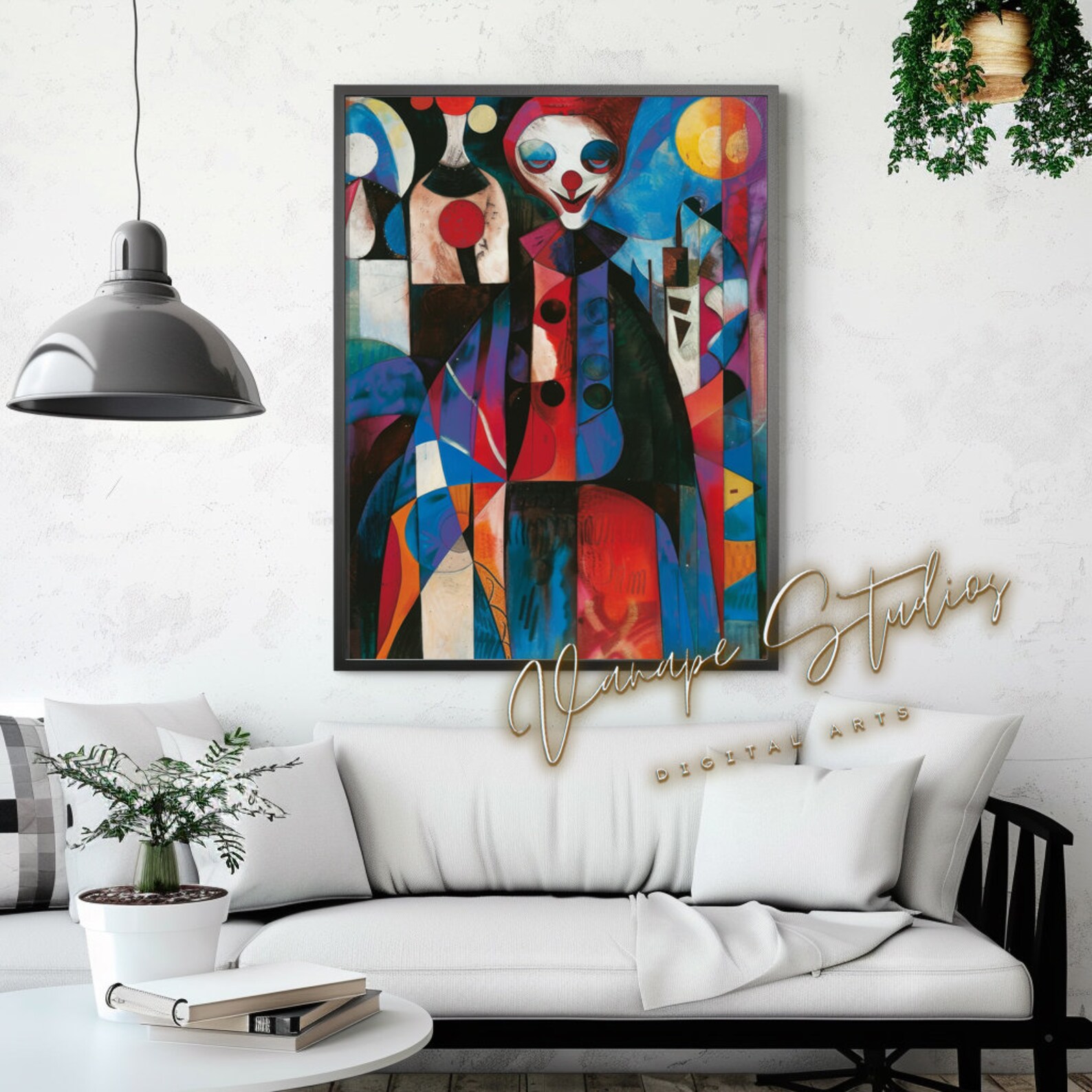 Clown With His Red Nose and Blue Eyes, Painted in the Style of ...