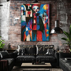 Clown With His Red Nose and Blue Eyes, Painted in the Style of ...