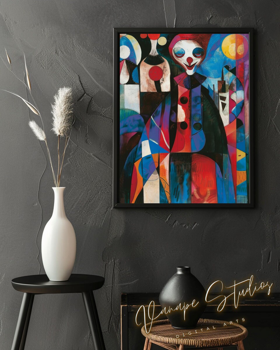 Clown With His Red Nose and Blue Eyes, Painted in the Style of ...
