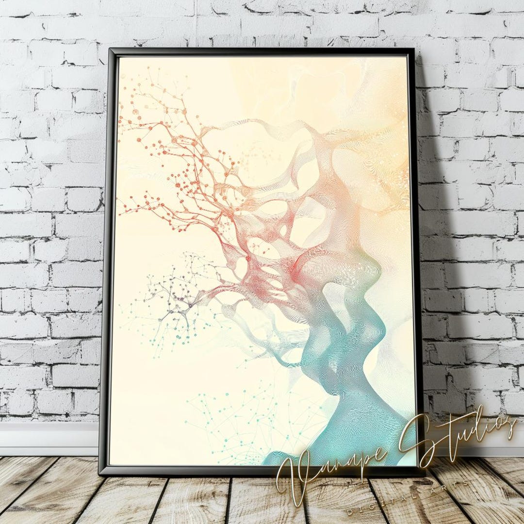 Neural Network Art Print | Abstract Brain Connection Artwork | Modern ...
