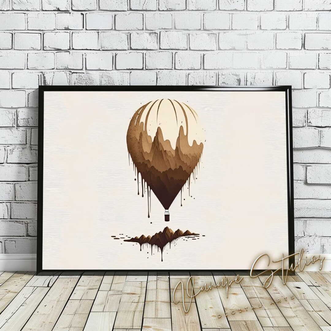 Abstract Hot Air Balloon Art Print, Modern Adventure Wall Decor, Nature ...