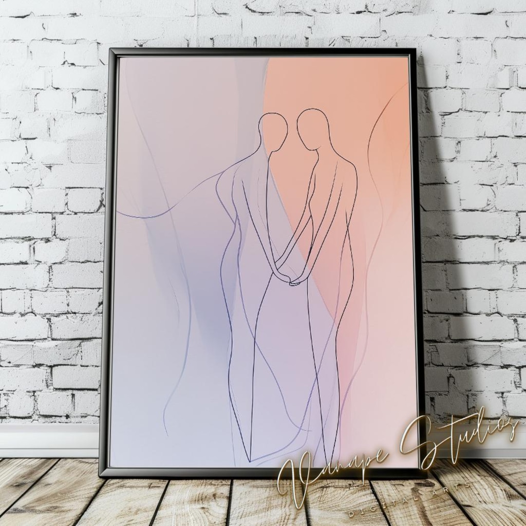 Minimalist Couple Art Print | Abstract Relationship Wall Decor | Line ...