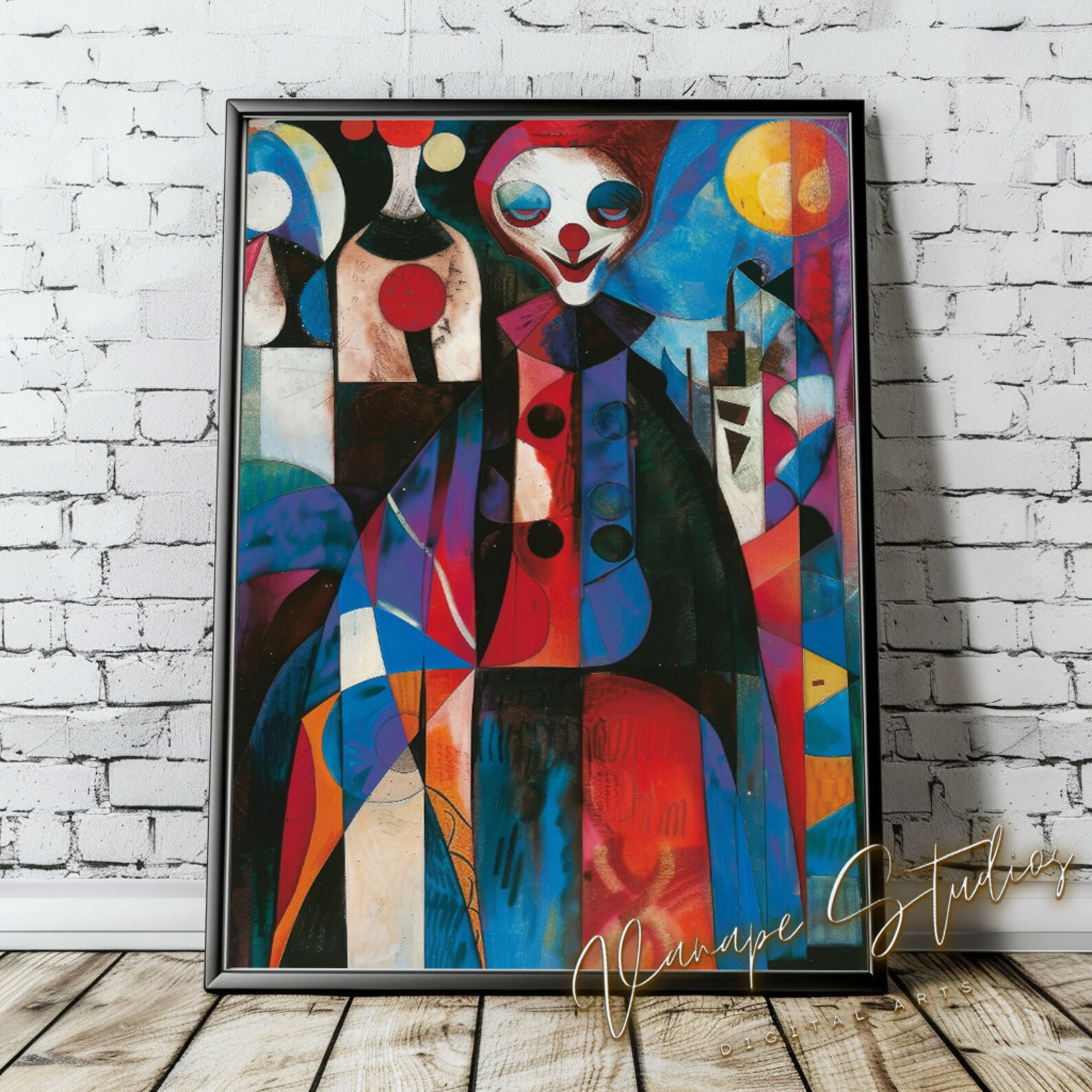 Clown With His Red Nose and Blue Eyes, Painted in the Style of ...