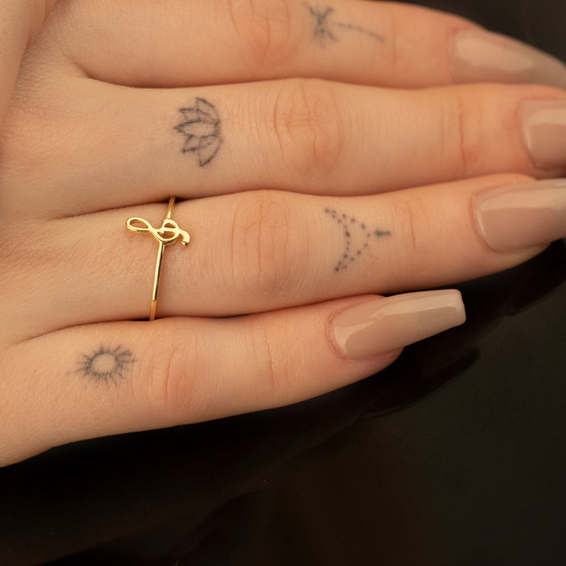 Tiny Treble Clef Ring Minimalist Musical Note Ring Animal Jewelry Gift ...
