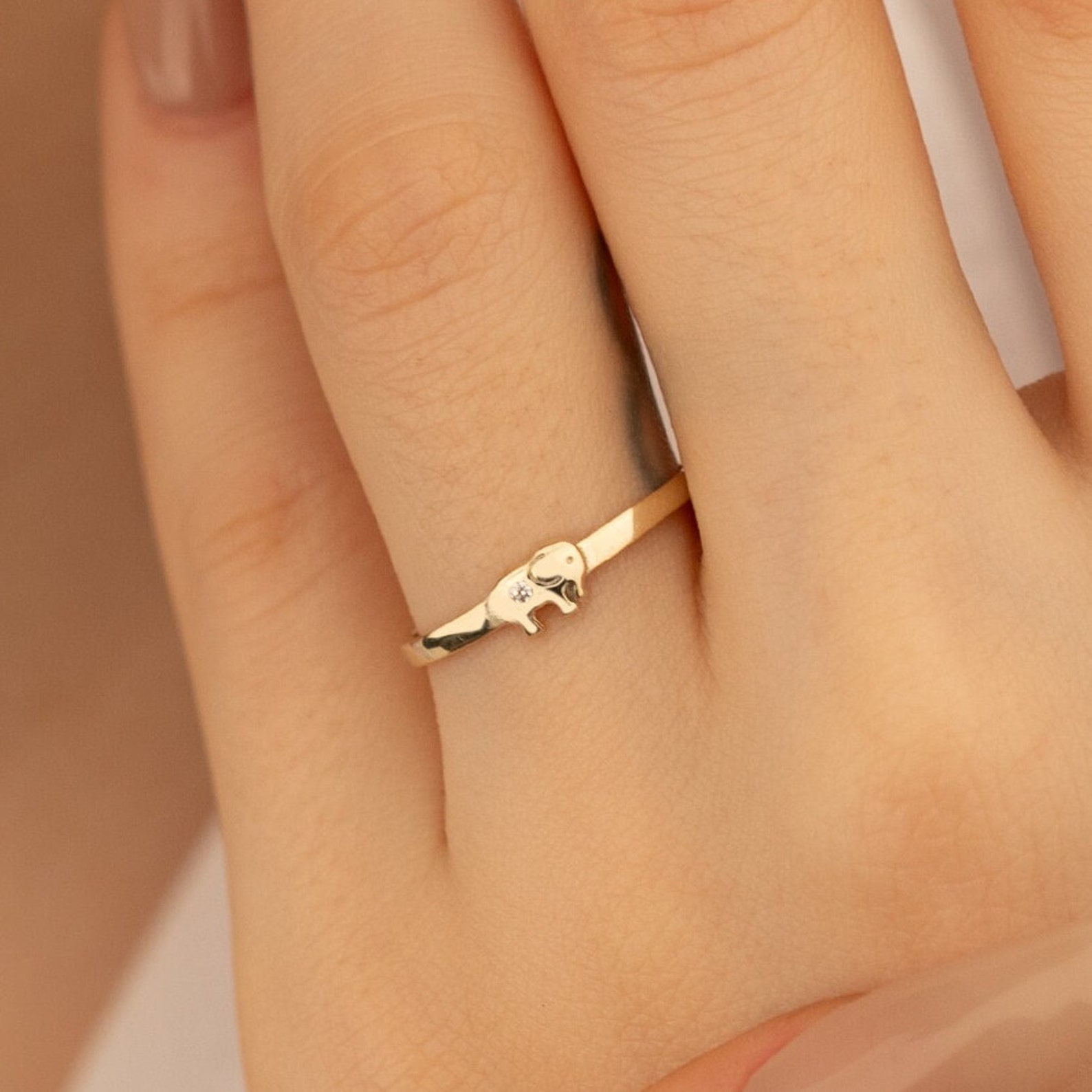 Sterling Silver Baby Elephant Ring: Minimalist Animal Jewelry - Etsy