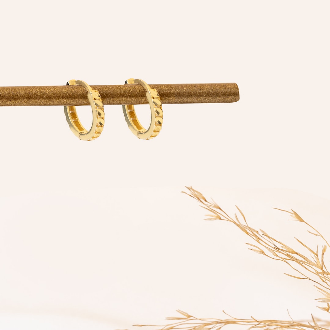 Small Helix Hoops | Threadless Push Pin | Gold Huggy Stacking | Hoop ...