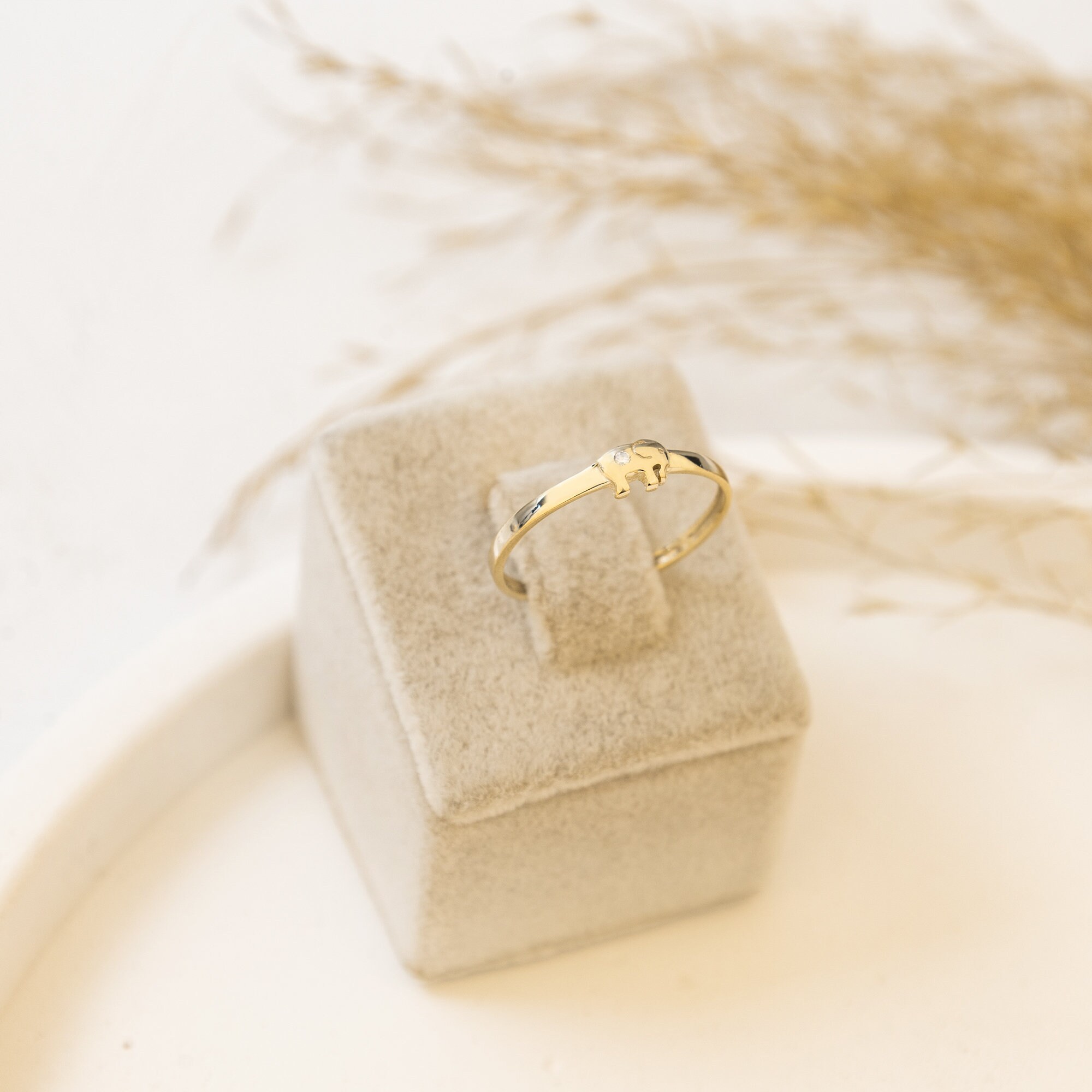 Tiny Baby Elephant Ring Minimalist Elephant Ring With Diamond Animal ...