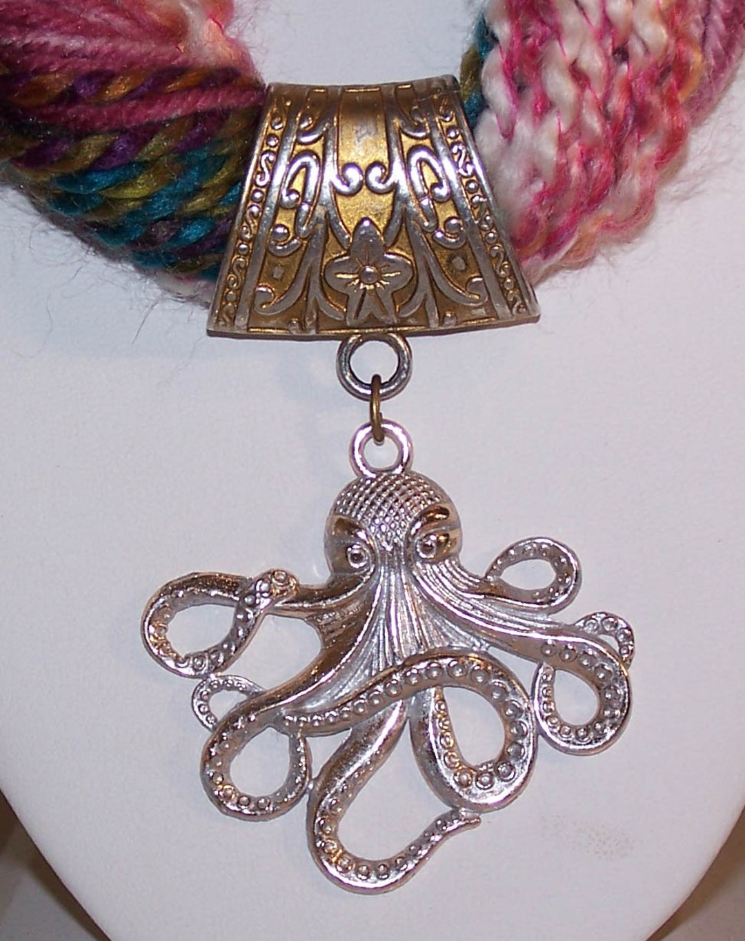 Octopus, Silver With Golden Highlights Scarf Slide, Scarf Jewelry ...