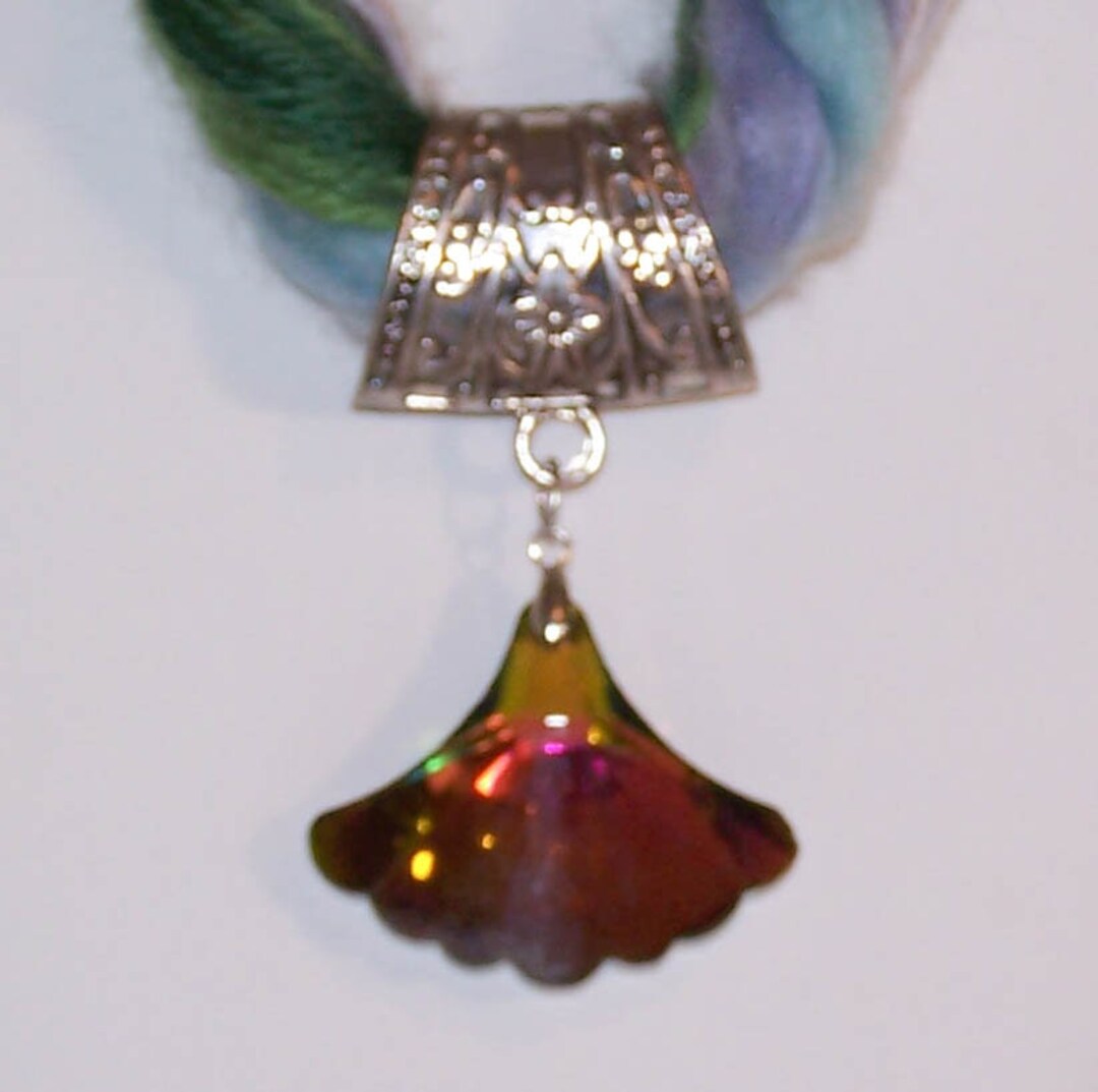 Decorative AB Leaf Pendant Scarf Slide, Scarf Jewelry, Scarf Pendant ...