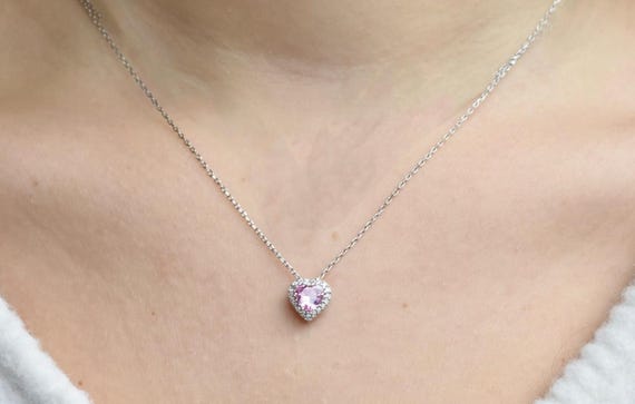 Pandora Style Rosa Herz Halskette silber rosa Herz Charm KubikZirkon Herzanhanger Geschenk fur sie Einzigartiger Schmuck Trendiges Geschenk Etsy